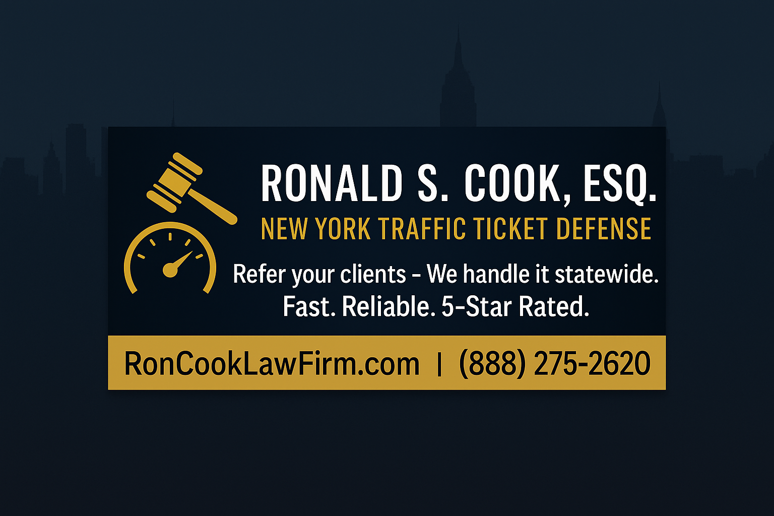 New York traffic ticket referrals - Ronald S. Cook, LLM, JD, MBA